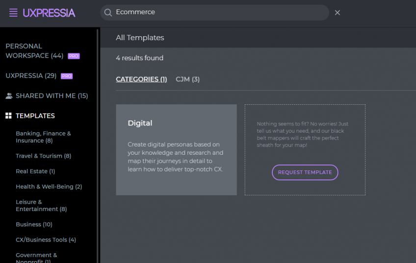Update: Search and quick access to templates – UXPressia Blog